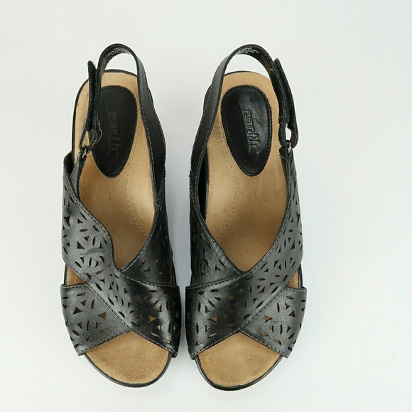 Earth | Shoes | Earth Aries Black Wedge Slingback Heels | Poshmark